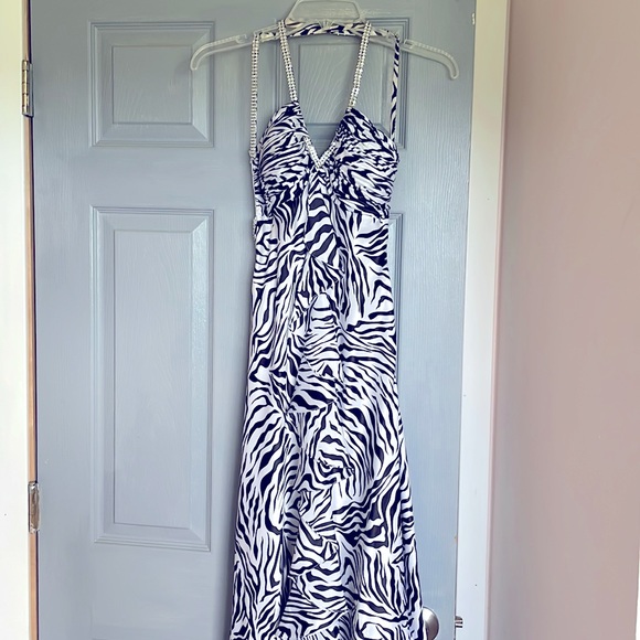 Dresses | Zebra Print Formal Dress With Rhinestone Straps | Poshmark